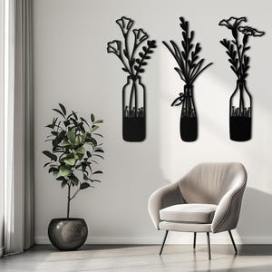 Spring Blossom Metal Wall Art Set - 3 Piece Flower Decor for Home ...
