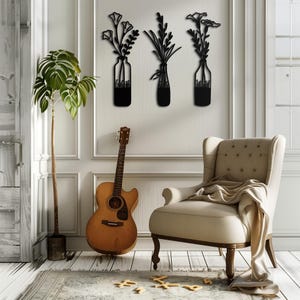 Spring Blossom Metal Wall Art Set - 3 Piece Flower Decor for Home ...