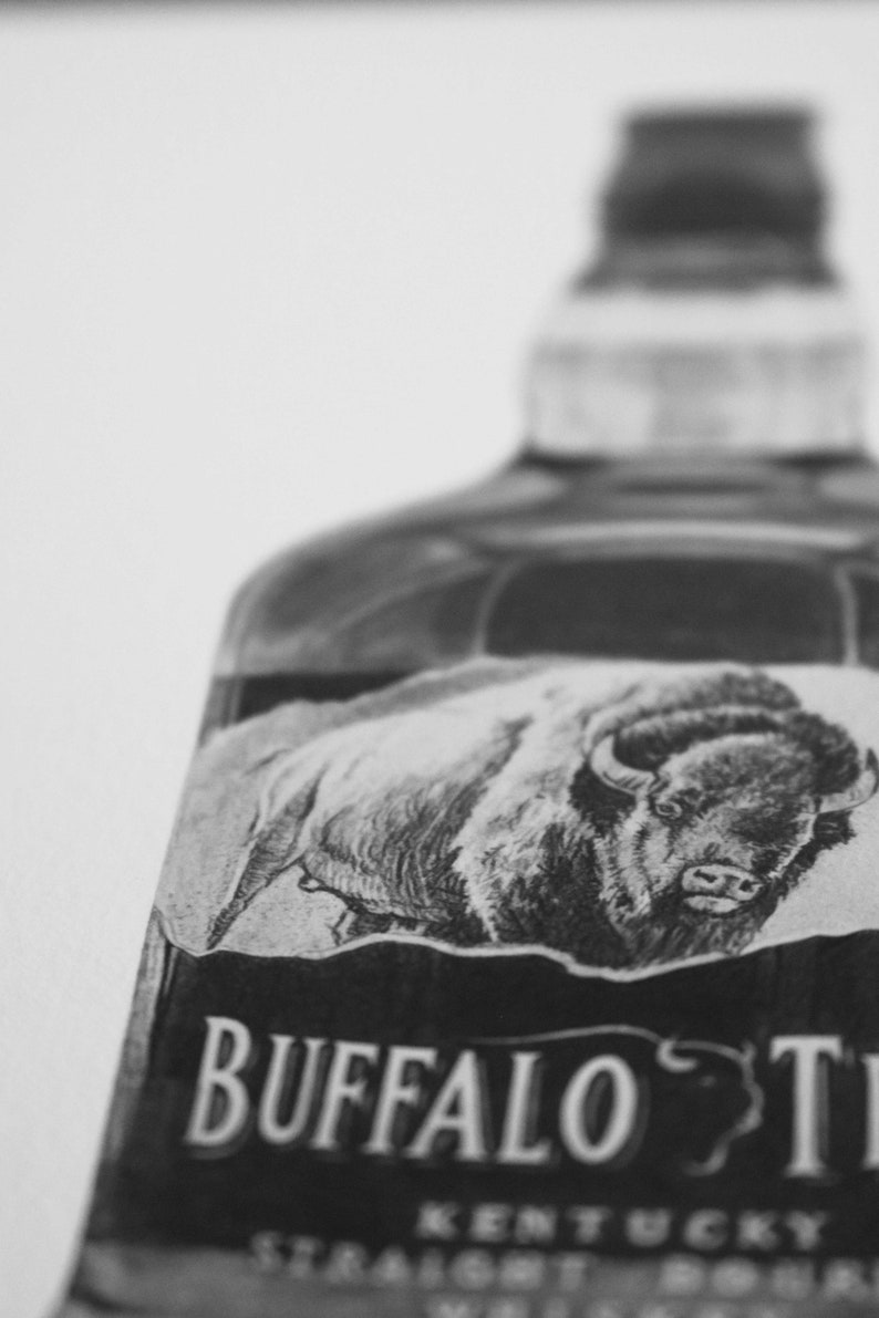 Buffalo Trace Bourbon Art Print | Home Bar Decor | Liquor Bottle Art ...
