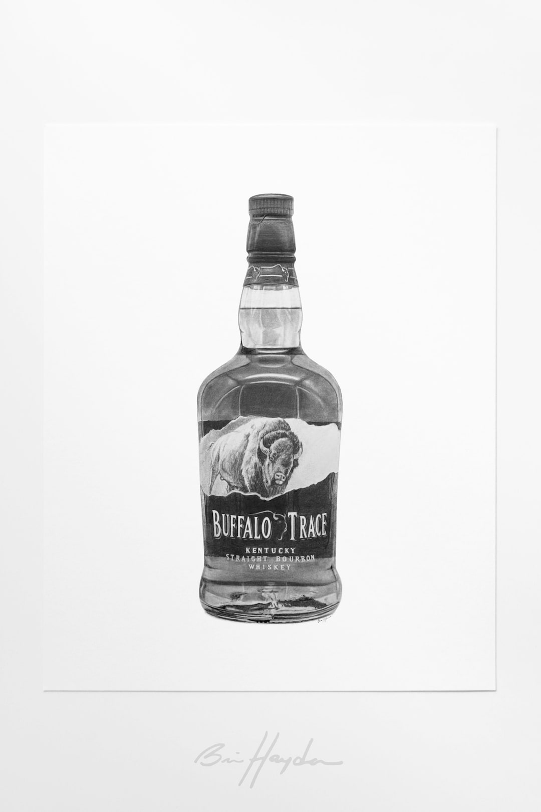 Buffalo Trace Bourbon Art Print | Home Bar Decor | Liquor Bottle Art ...