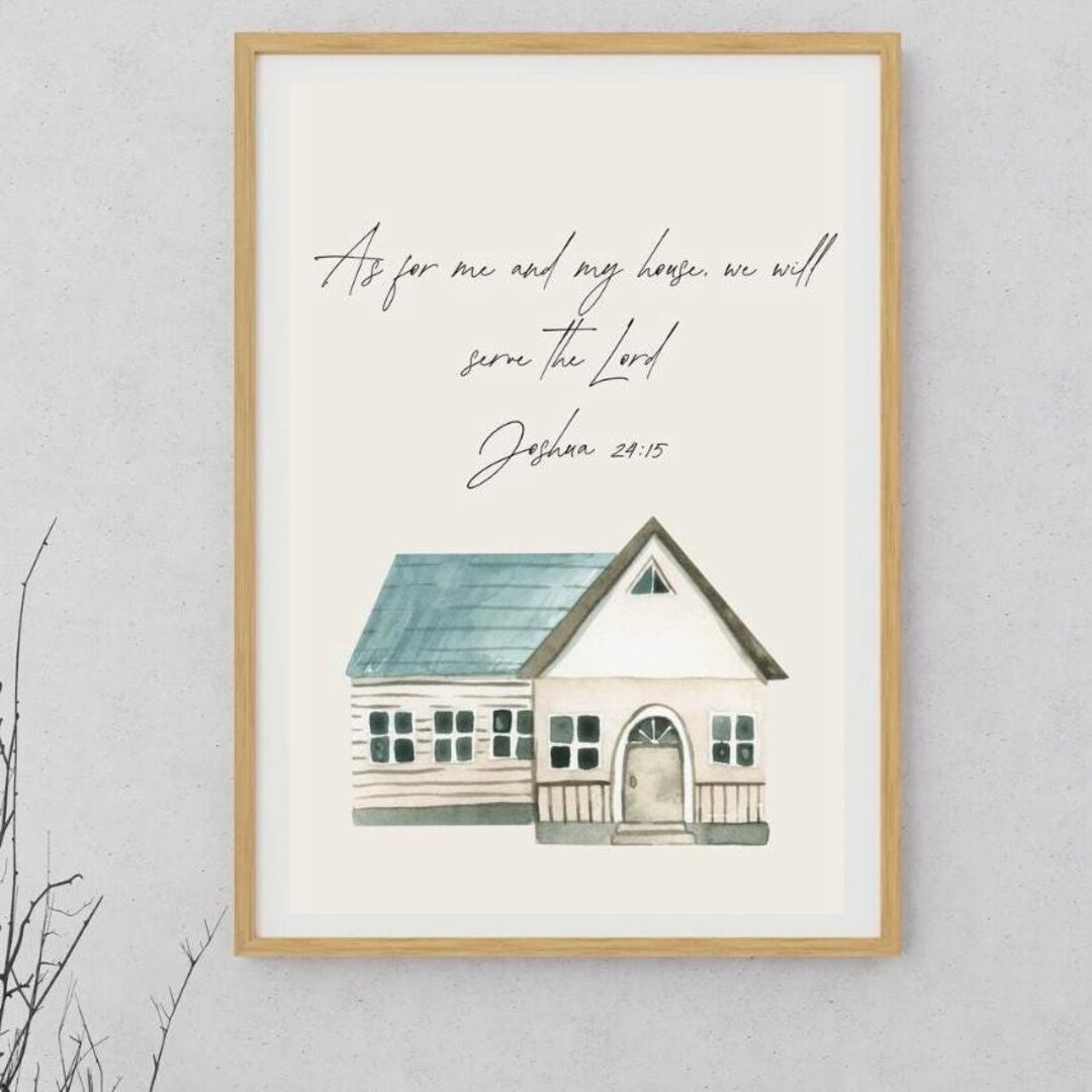 As for Me and My House Scripture Digital Print, Wall Decor, Living Room ...