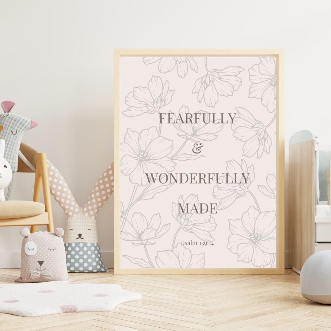 Fearfully and Wonderfully Made Psalms 139:14 Digital Print, Bedroom ...
