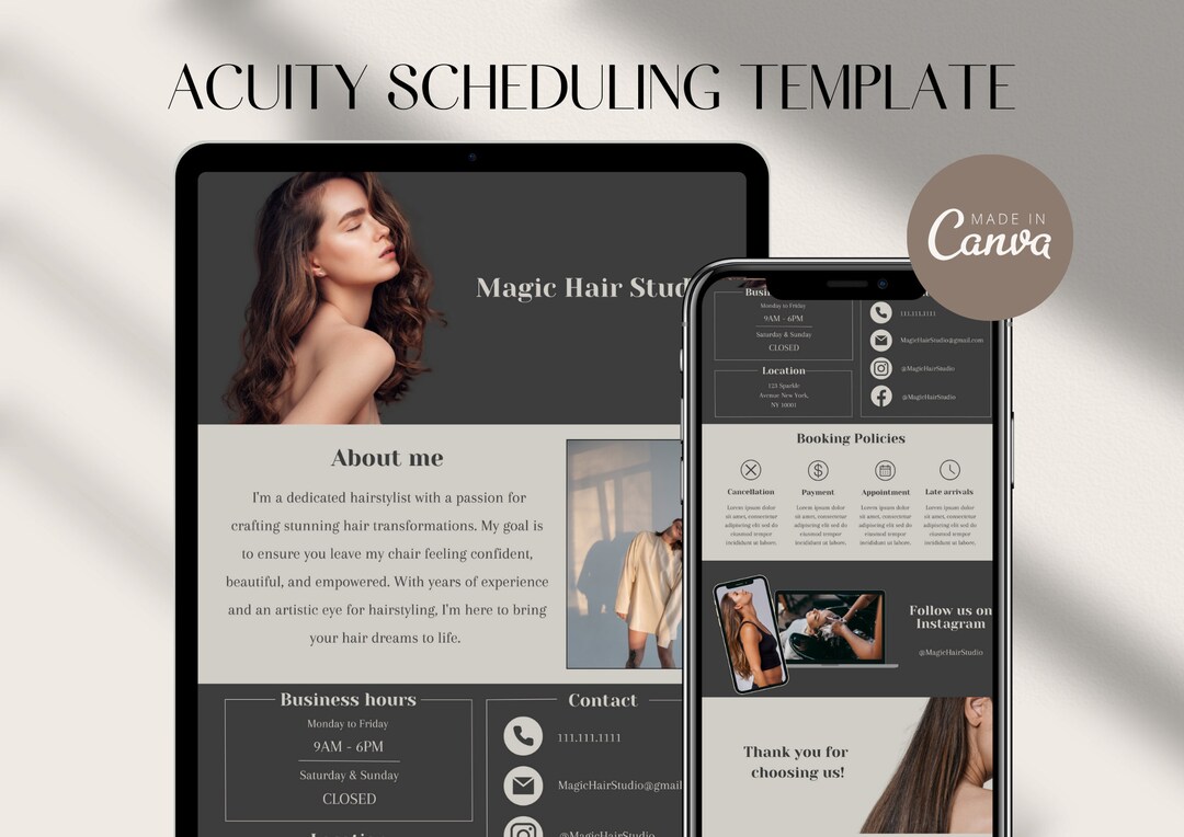 Hair Stylist Acuity Scheduling Template, Editable Template, Acuity ...