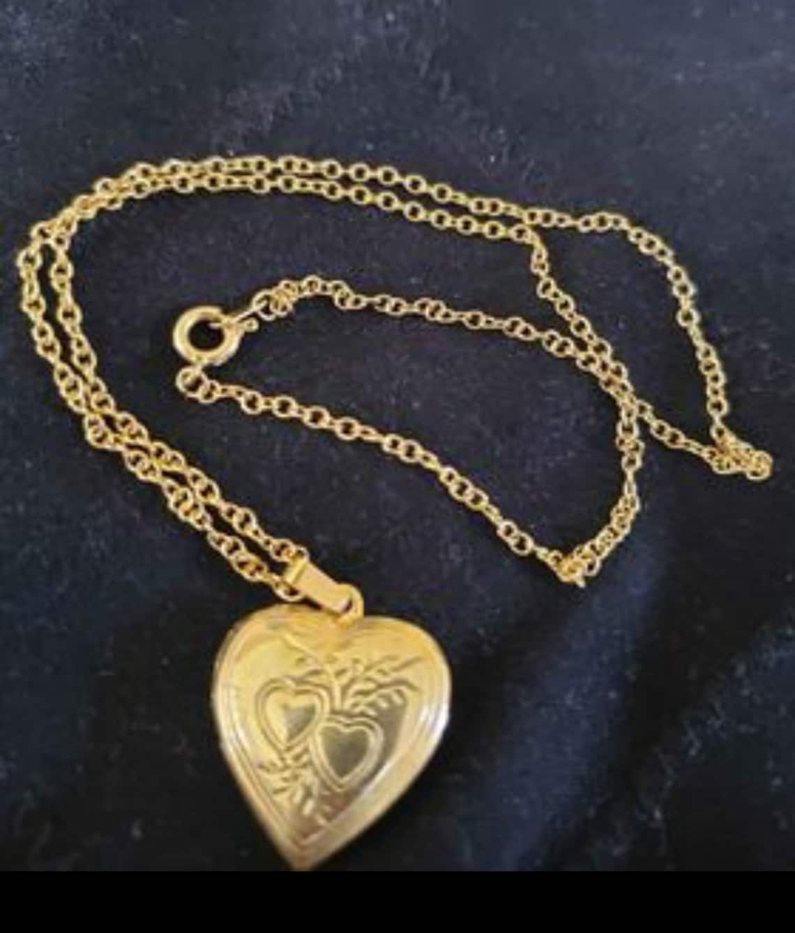 Heart Locket on Gold Tone Chain - Etsy