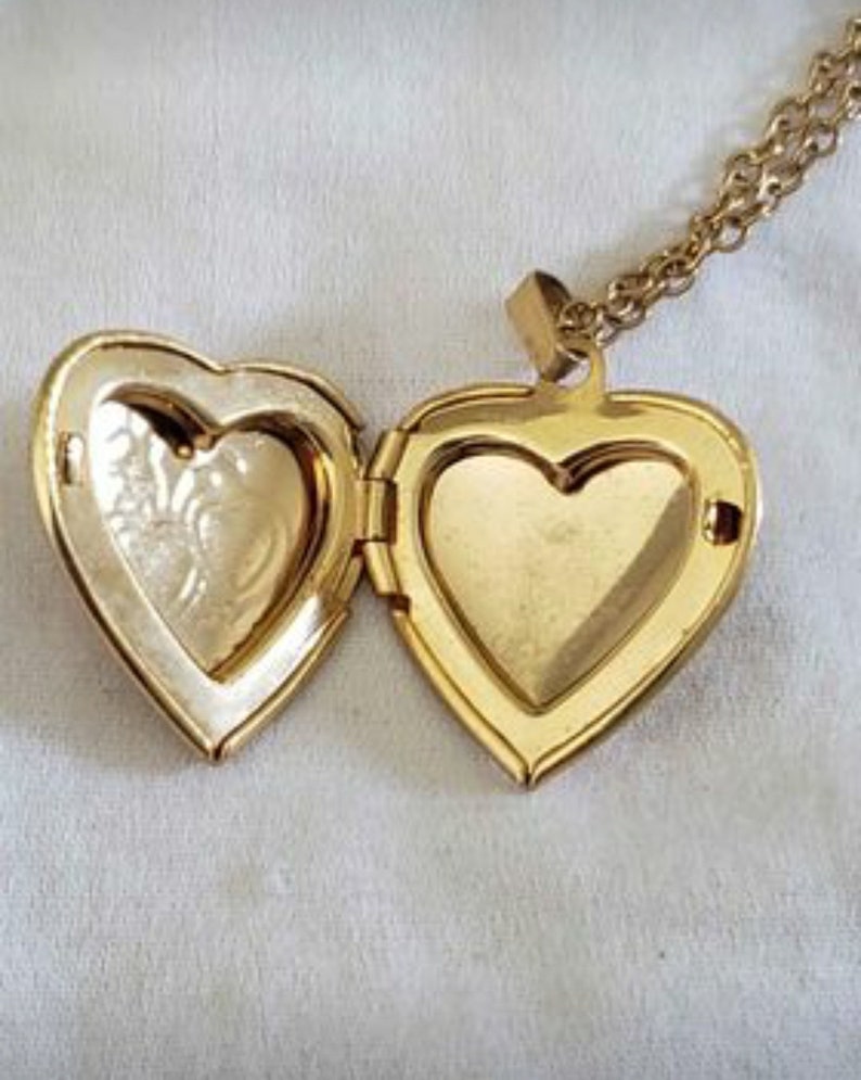 Heart Locket on Gold Tone Chain - Etsy
