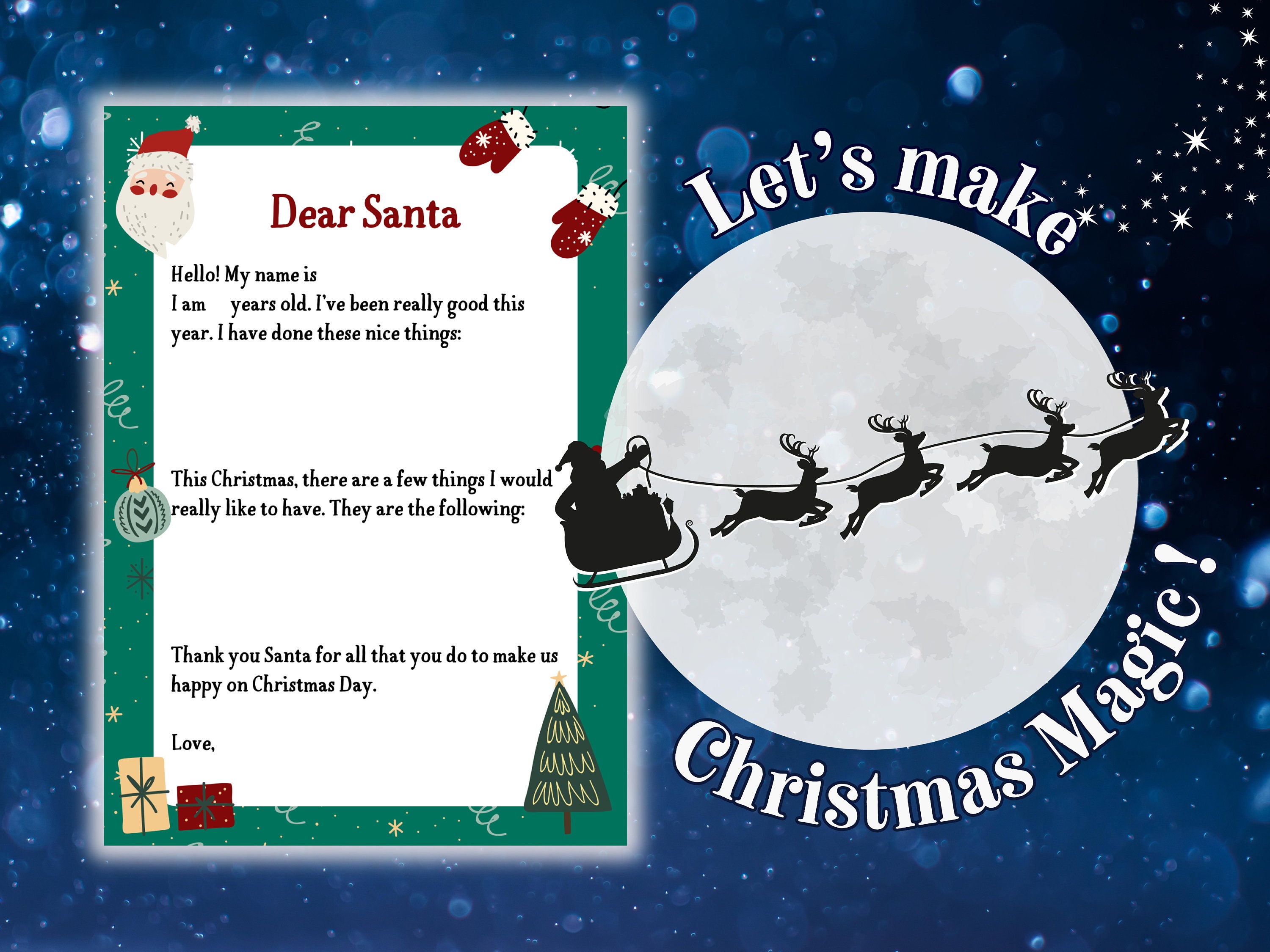 Letter to Santa Instant Download Christmas Letter to Santa - Etsy