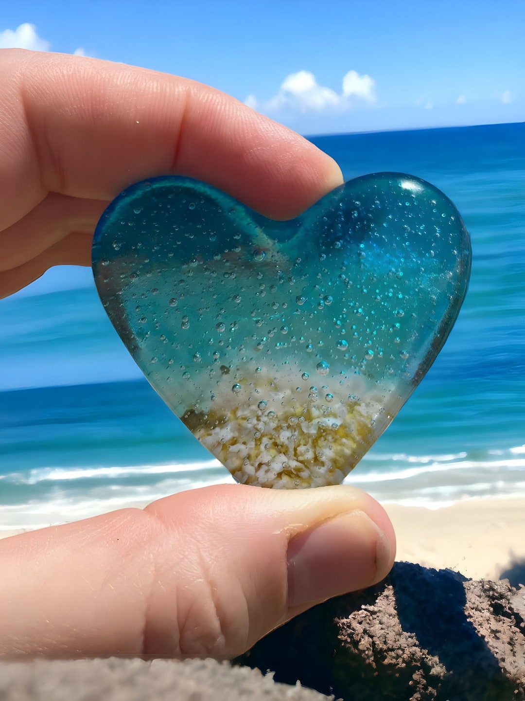 Sea Glass Heart Beach Glass Heart Glass Pocket Heart Glass Etsy