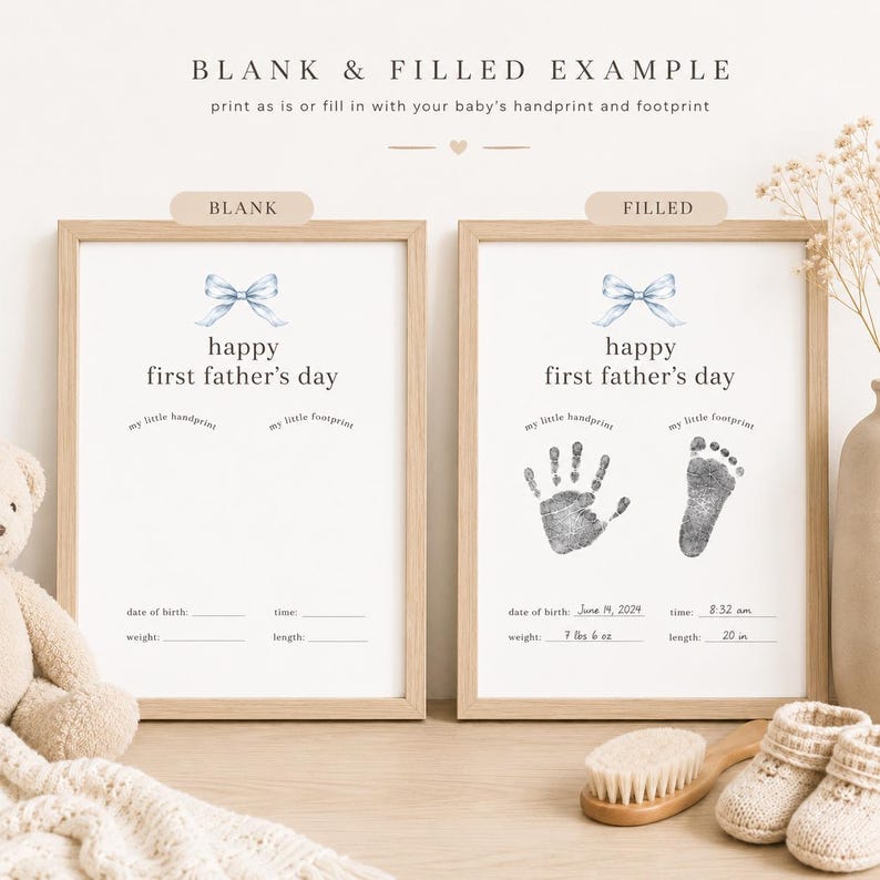 First Father's Day Handprint Footprint Keepsake | Baby Memory Print ...