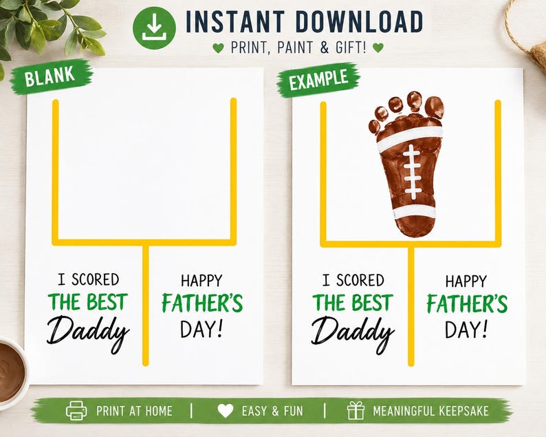 Football Footprint Craft Keepsake | Father's Day Toddler Activity ...