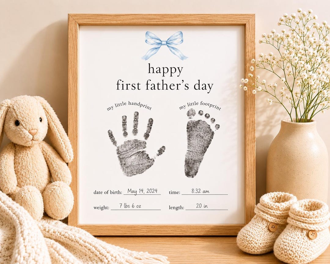 First Father's Day Handprint Footprint Keepsake | Baby Memory Print ...