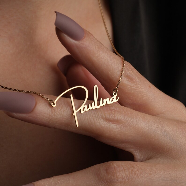 14K Solid Gold Name Necklace, Personalized Gifts , Necklace for Woman ...
