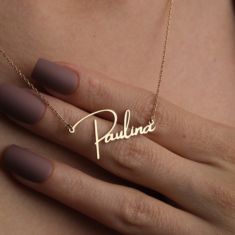 14K Solid Gold Name Necklace, Personalized Gifts , Necklace for Woman ...