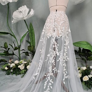 Open Front Leaf Like Lace Train, Removable Train With Lace - Etsy