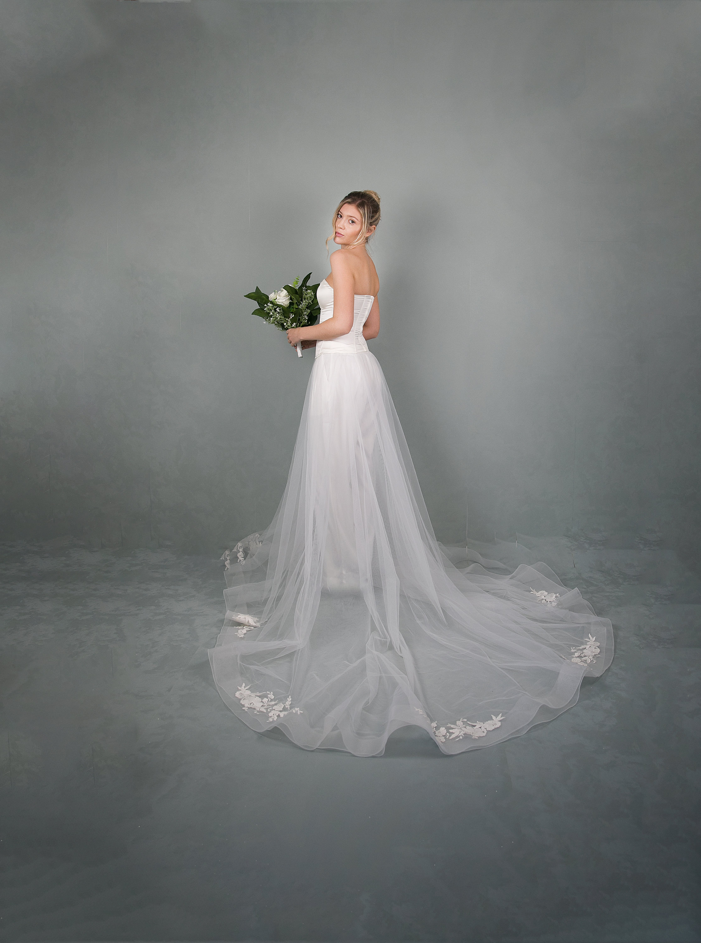 Open Front Removable Train With Horsehair Edging and Lace Applique ...