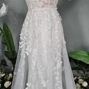 Open Front Leaf Like Lace Train, Removable Train With Lace - Etsy