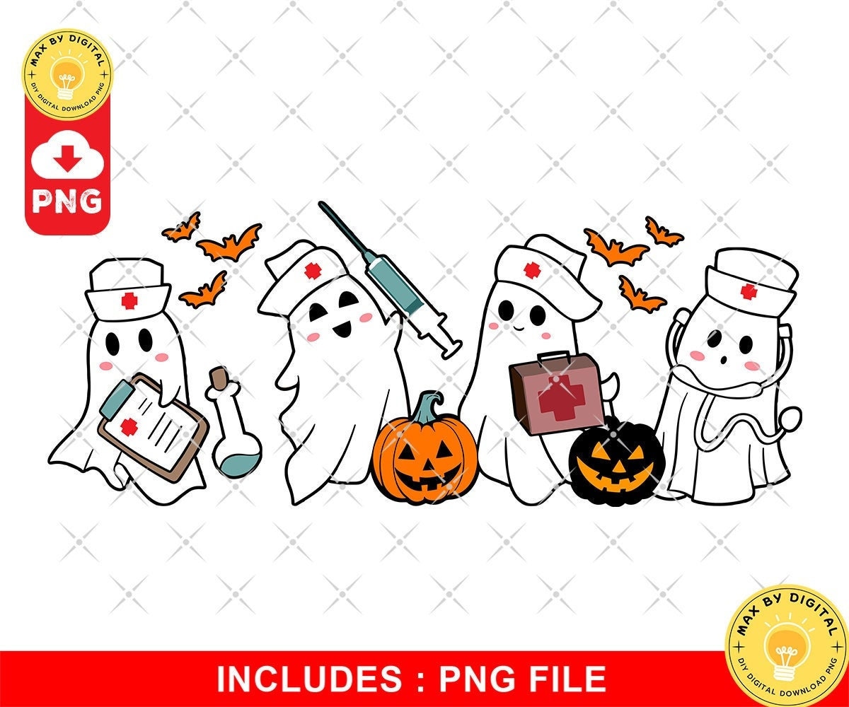 Ghost Nurses Halloween PNG: Spooky Season Design (digital Download) - Etsy
