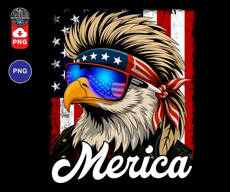 Patriotic Eagle PNG: Merica Mullet Design, USA Pride (digital Download ...