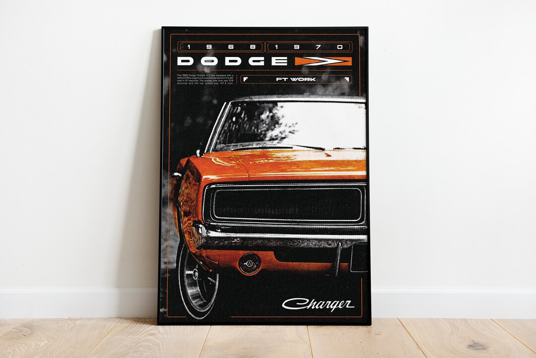 1969-70 Dodge Charger Poster | Vintage Car Art (digital Download) - Etsy