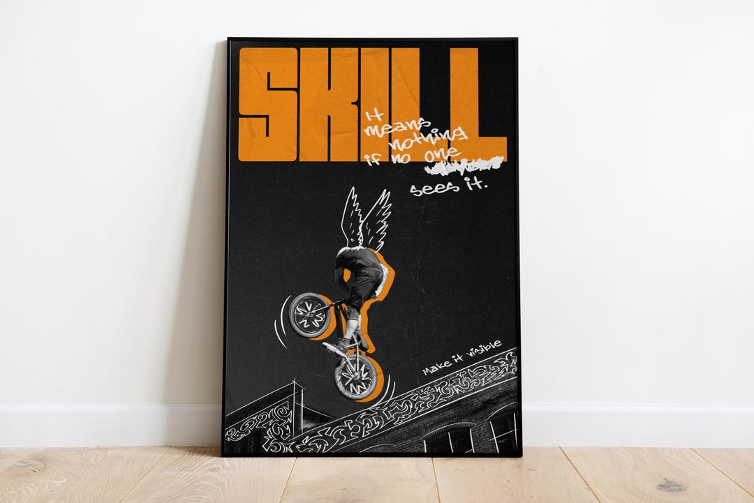 Inspirational SKILL Poster | Freestyle Bike Art Print (digital Download ...