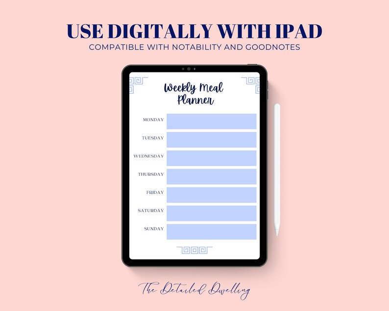 Greek Key Meal Planner Printable and Digital File - Etsy