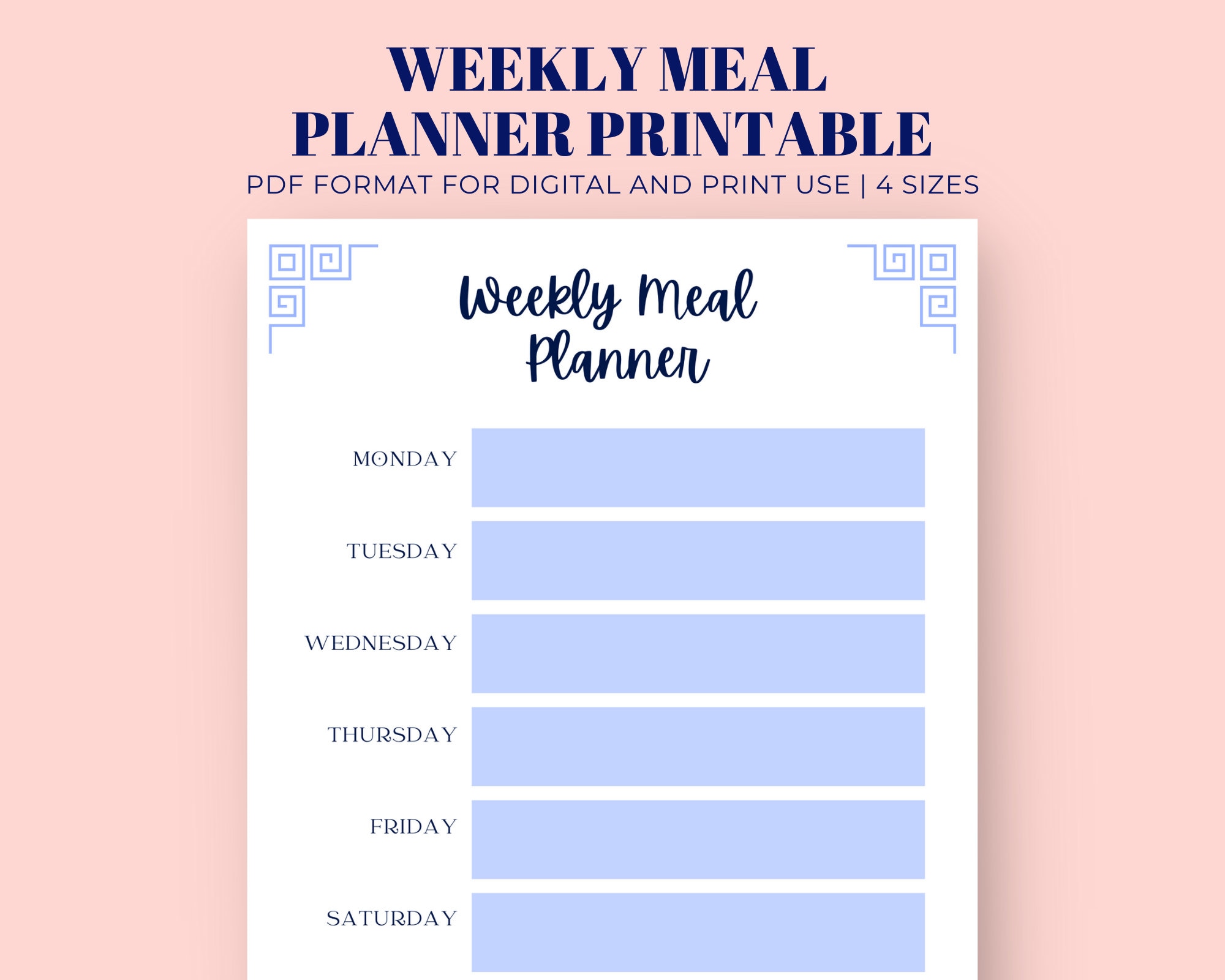 Greek Key Meal Planner Printable and Digital File - Etsy