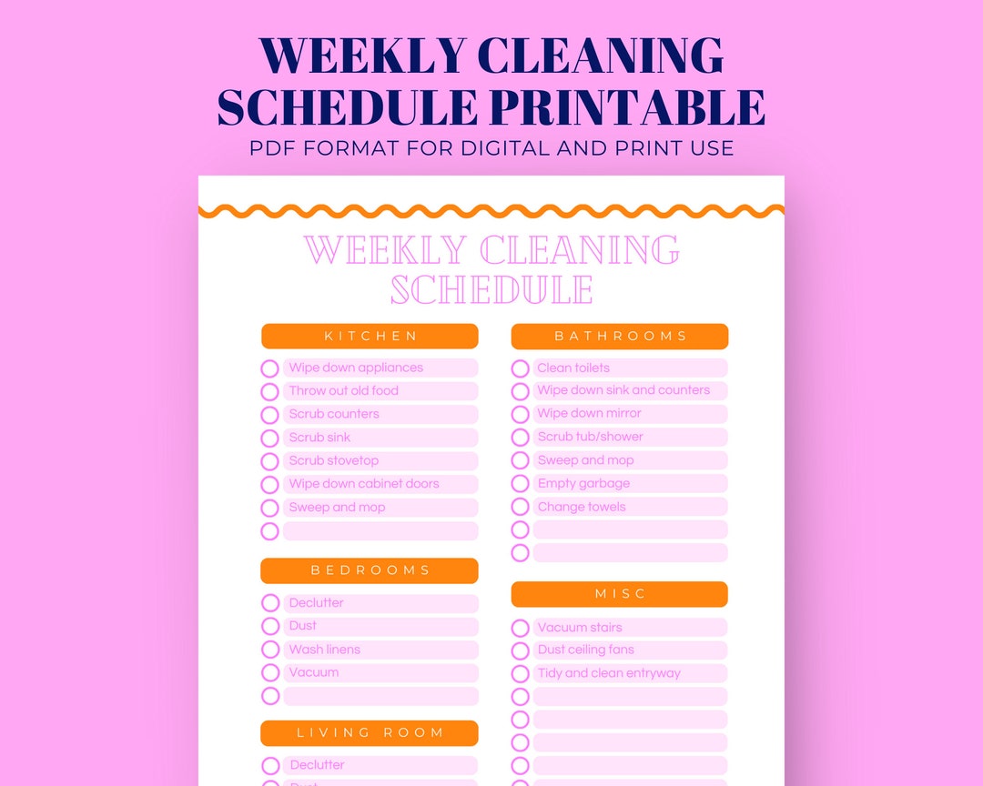 Squiggle Weekly Schedule Printable and Digital File - Etsy