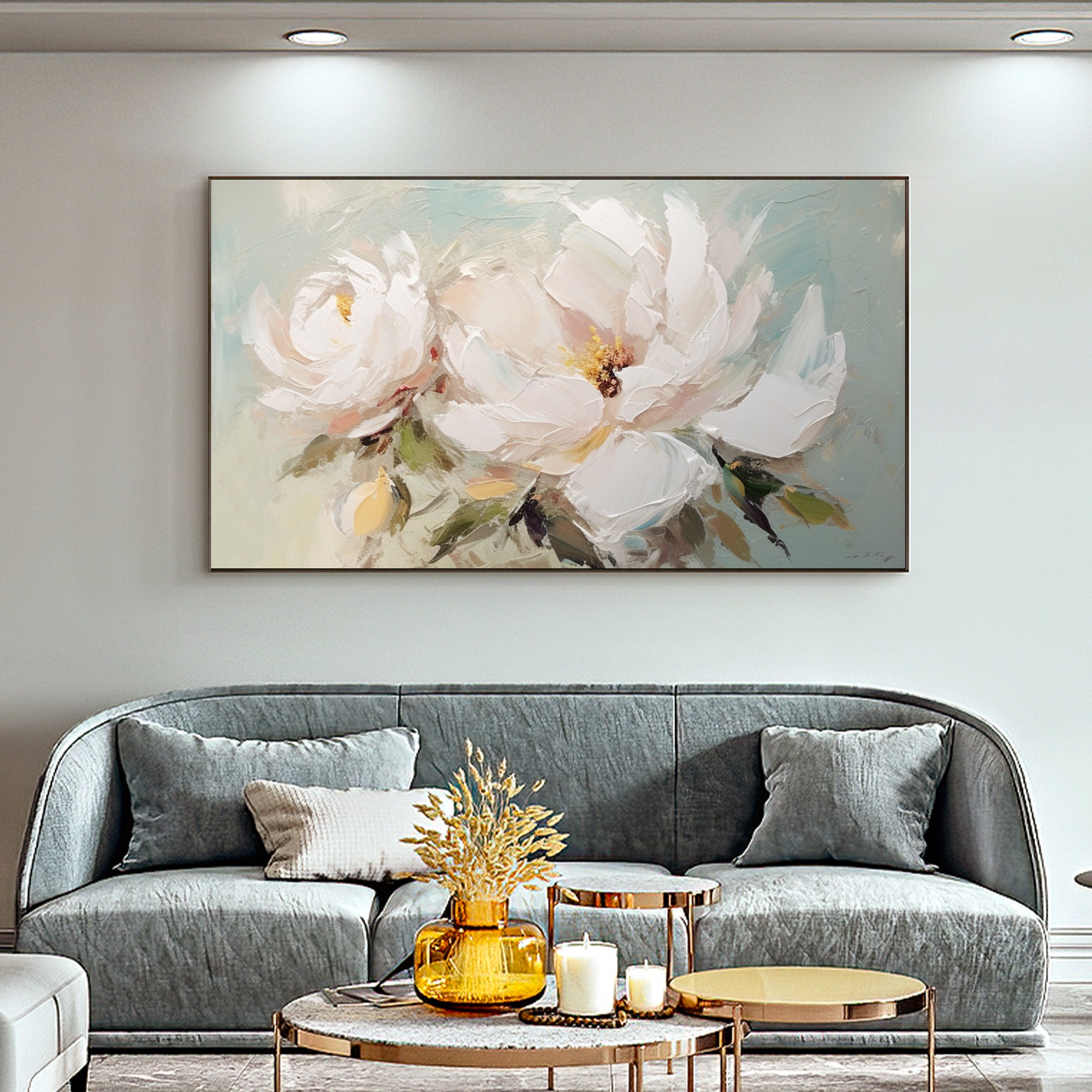 Large Flower Oil Painting on Canvas Canvas Wall Art Original - Etsy