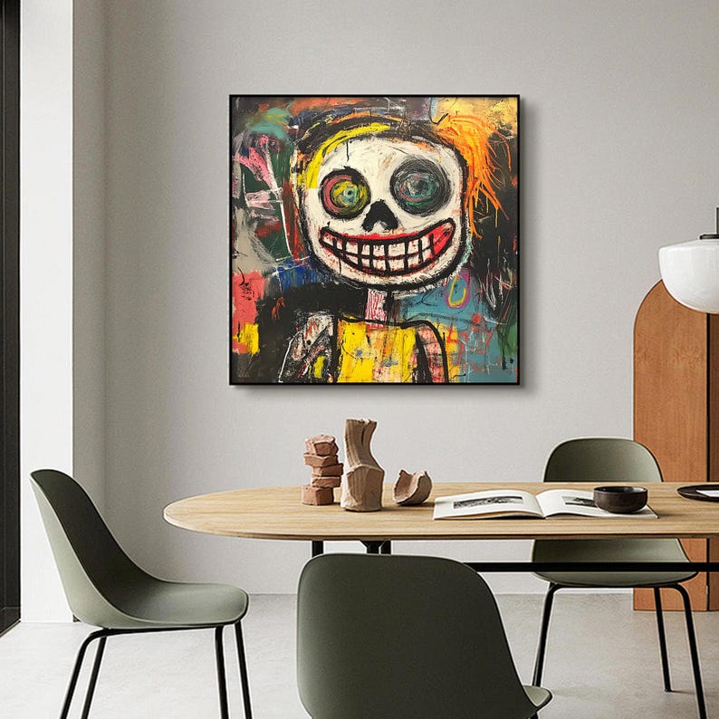 Original Graffiti Skull Oil Painting, Bold Expressionist Art - Etsy