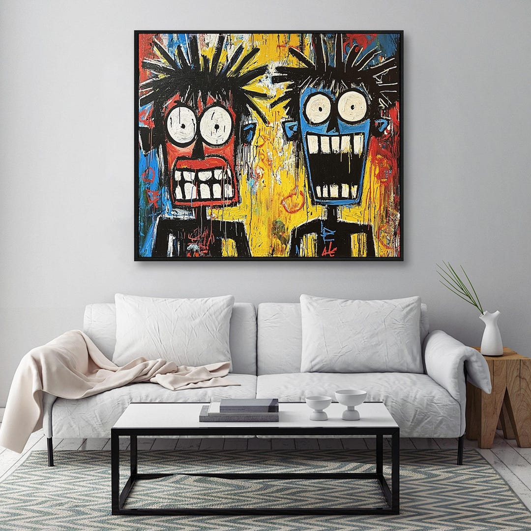 Abstract Figures Oil Painting, Large Modern Cartoon Art - Etsy
