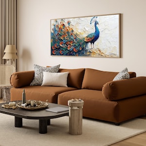 Original Peacock Oil Painting on Canvas, Textured Animal Wall Art - Etsy