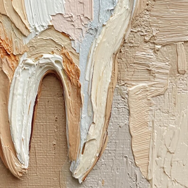 Textured Tooth Painting for Dental Office Decor, Impasto Molar Art, 3D ...