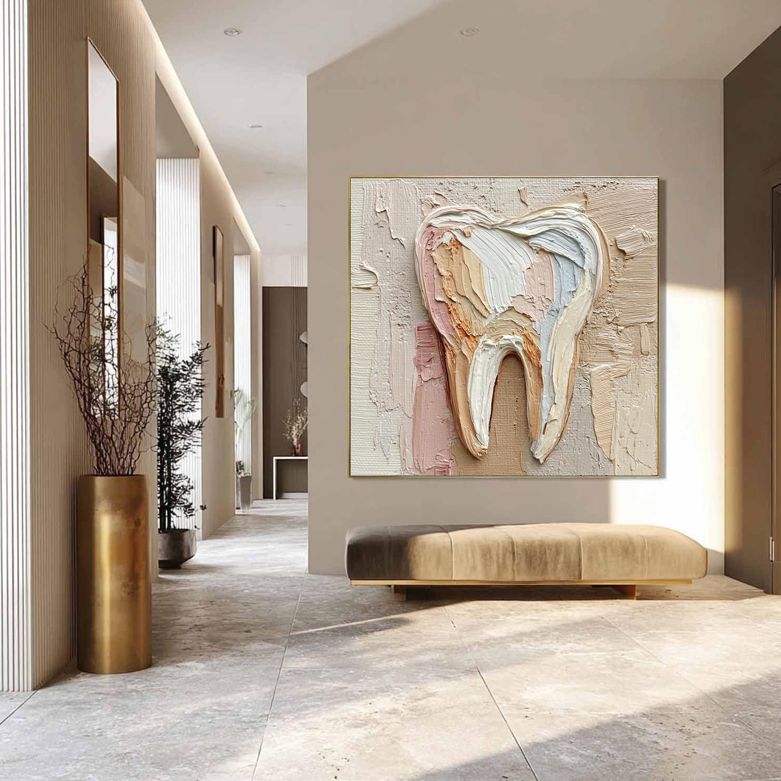 Textured Tooth Painting for Dental Office Decor, Impasto Molar Art, 3D ...