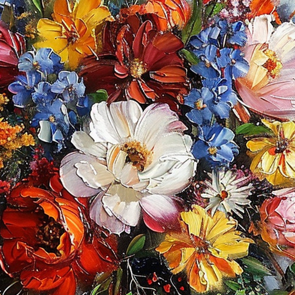 Large Abstract Flower Vase Oil Painting on Canvas Wall Art, Colorful ...