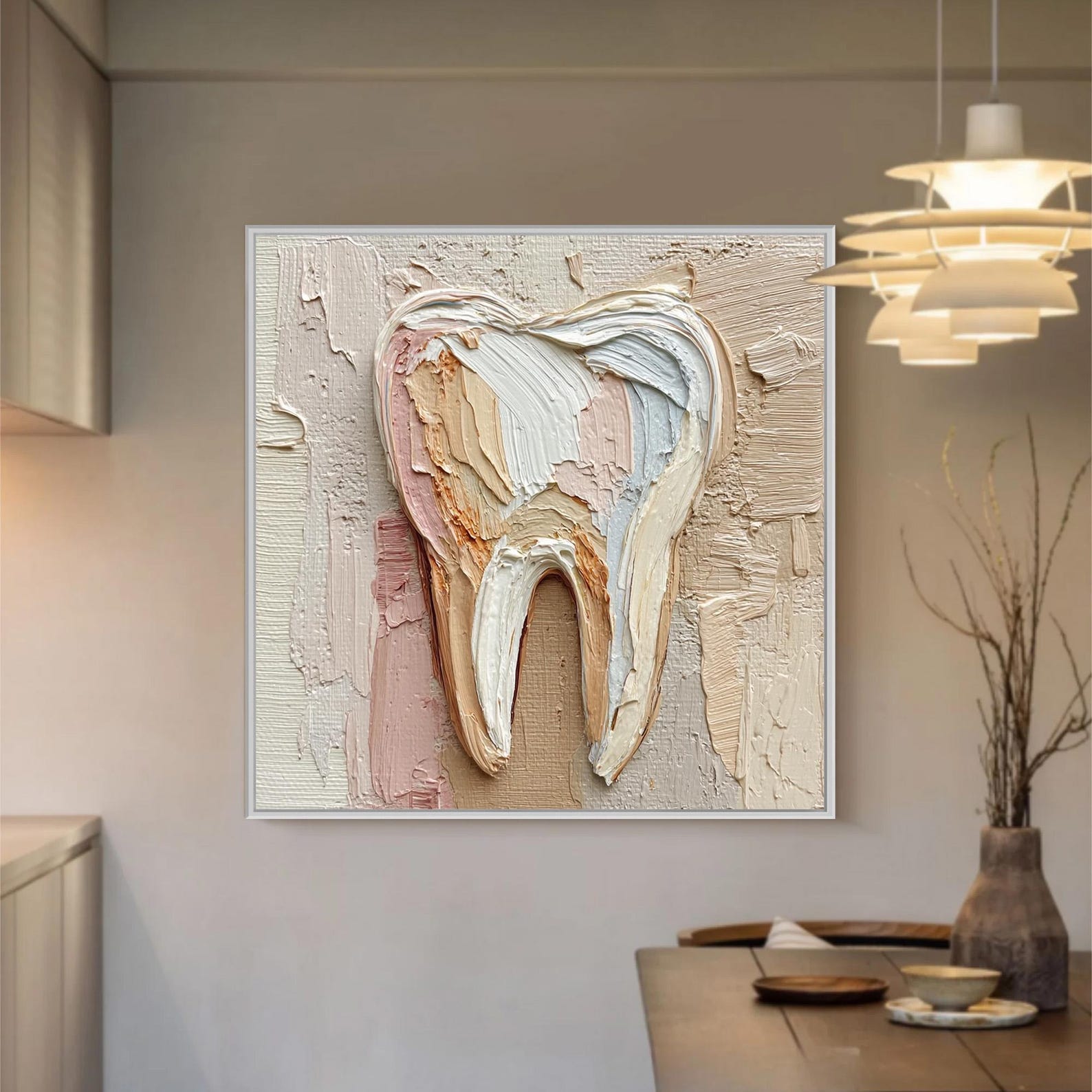Textured Tooth Painting for Dental Office Decor, Impasto Molar Art, 3D ...