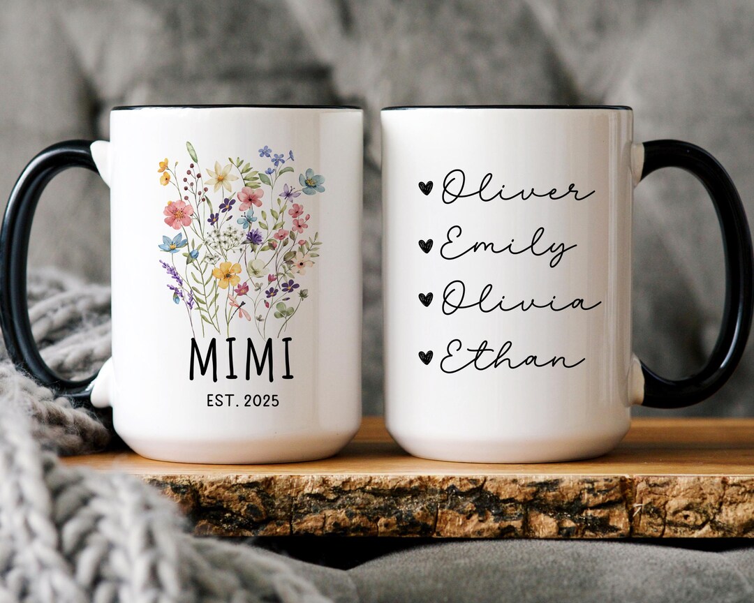Custom Mimi Coffee Mug With Grandkids Name, Mimi Gift From Kids, Mimi ...