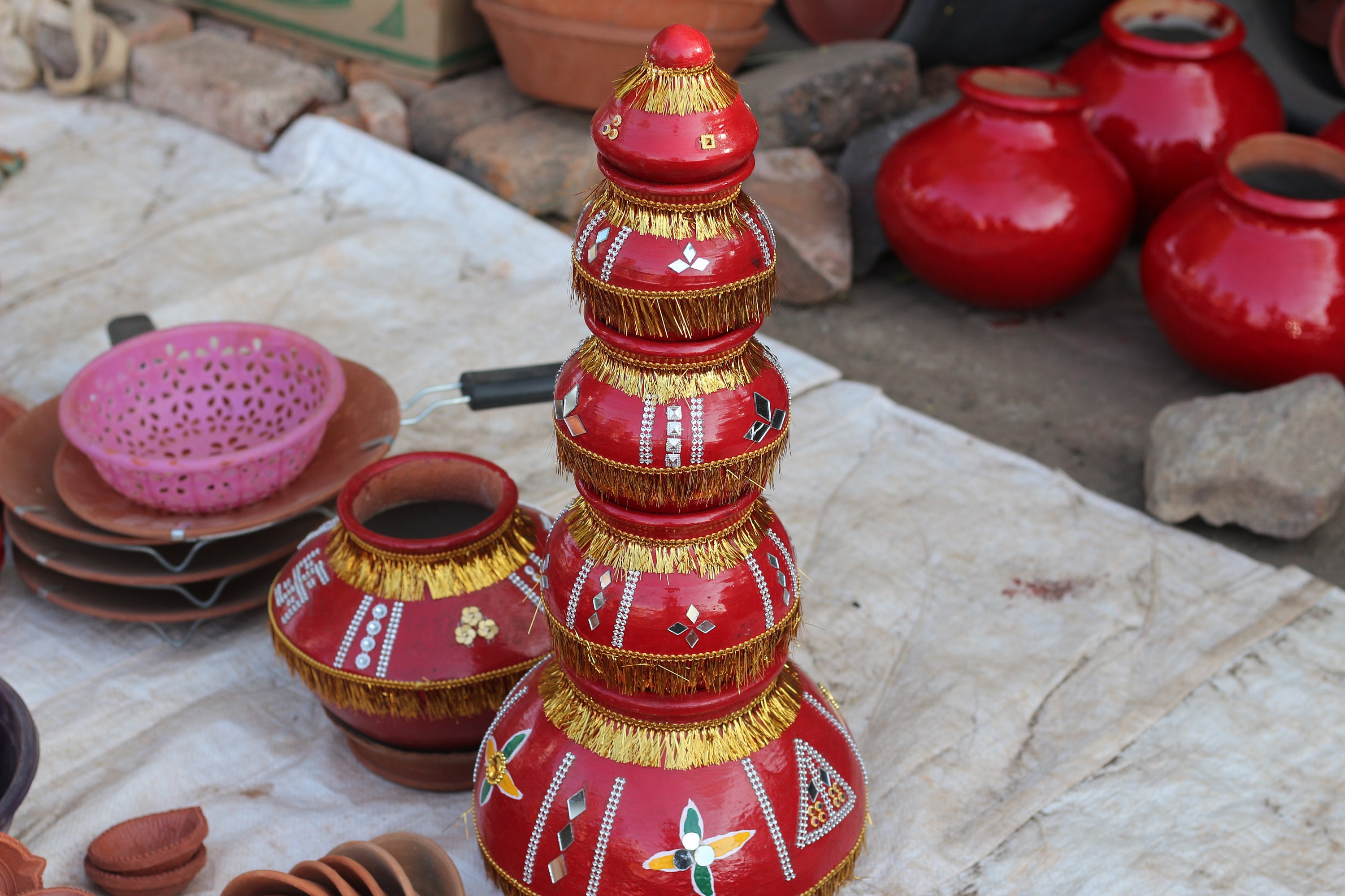 Handmade Clay Pot Set of 5. Indian Traditional Wedding Matka ...