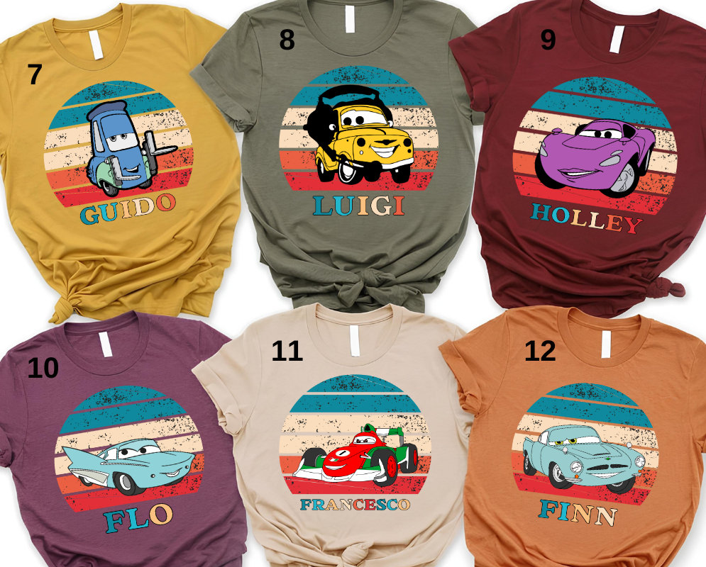 Custom Disney Cars Characters Shirt, Disney Cars Family Matching Shirt ...