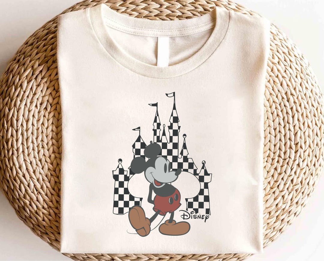 Disney Mickey Castle Checkered Shirt, Disney Mickey Characters Shirt ...