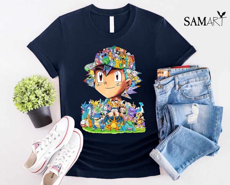 Pokemon Shirt, Pokemon Ash Ketchum Shirt, Soft Cotton Graphic Shirt ...