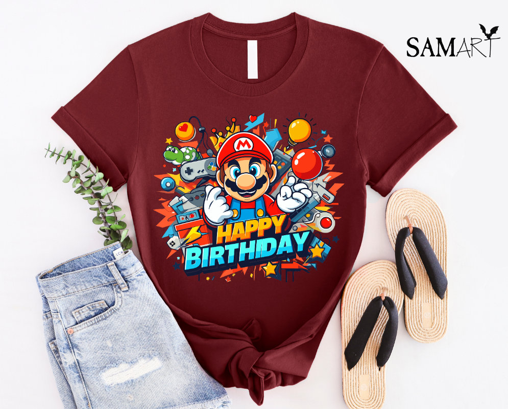 Super Mario Birthday Shirt, Super Mario Family Party Shirt, Happy ...