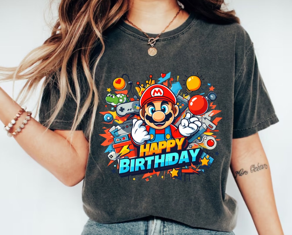 Super Mario Birthday Shirt, Super Mario Family Party Shirt, Happy ...