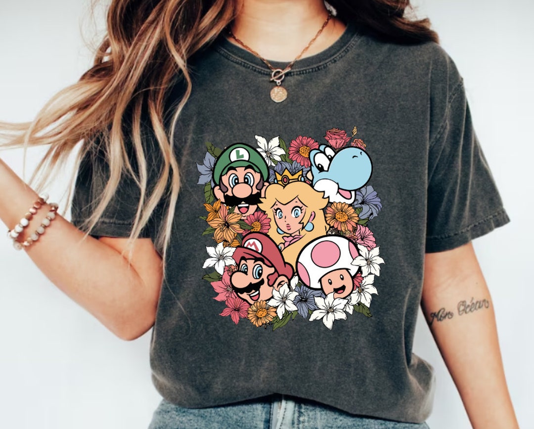 Super Mario Floral Shirt,super Mario Bros Shirt,super Mario World Shirt ...