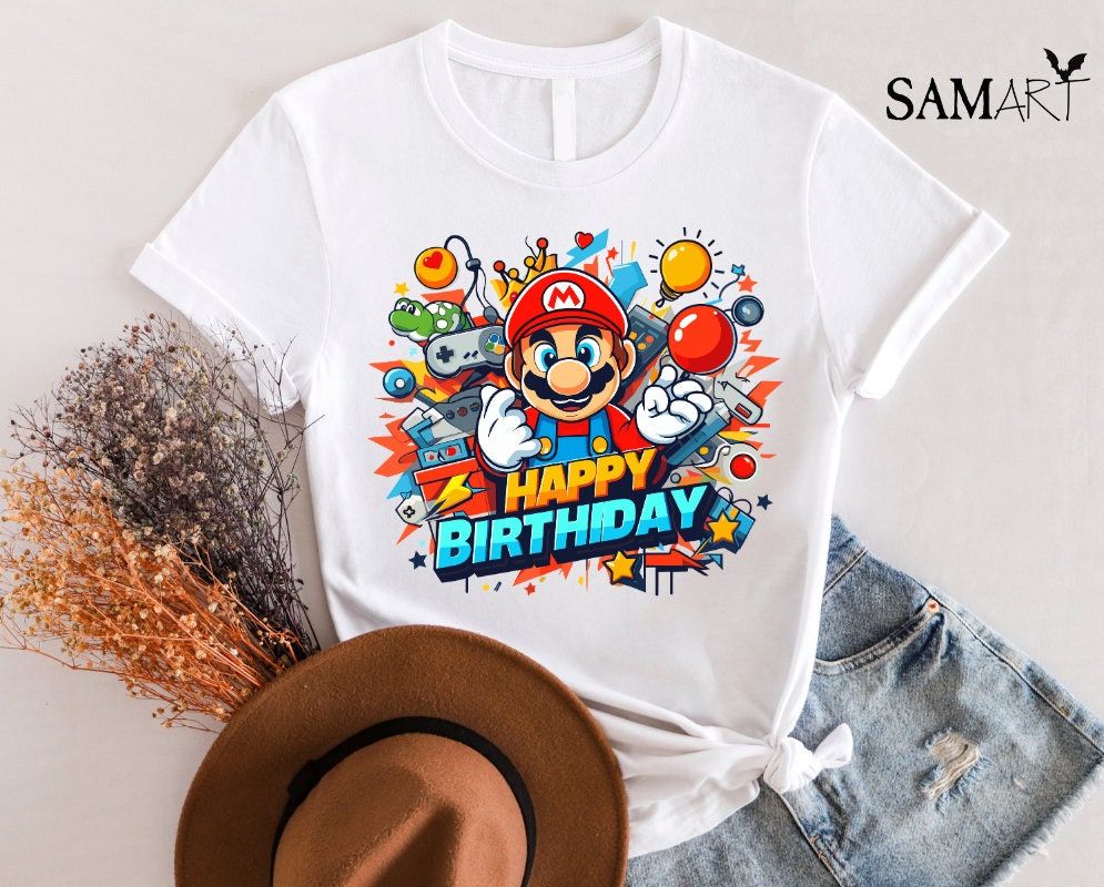 Super Mario Birthday Shirt, Super Mario Family Party Shirt, Happy ...
