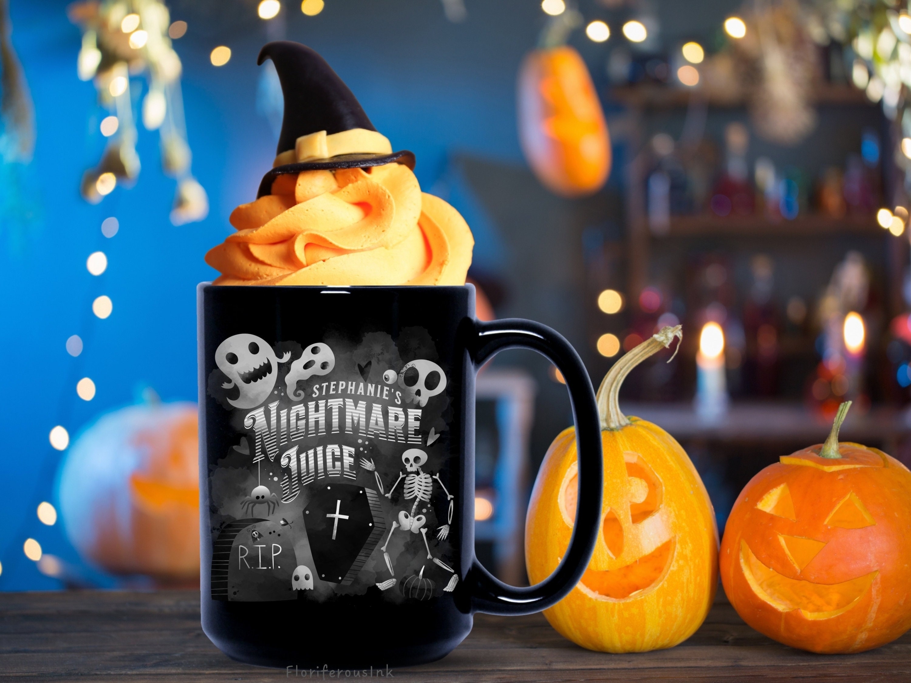 Retro Halloween Coffee Mug Gift Idea Funny Skull Ghost Mug Personalized ...