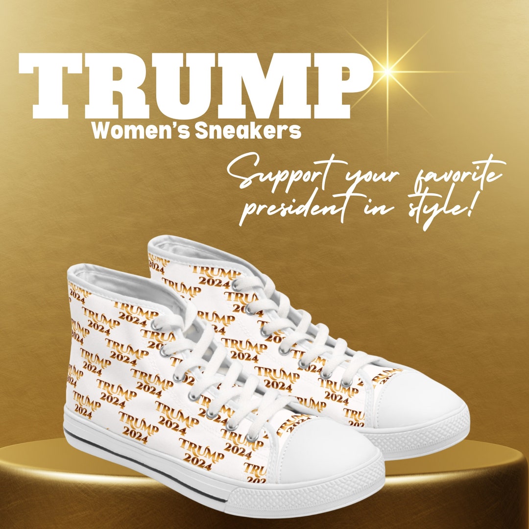 Trump 2024 High Top Sneakers for Women Gift for Trump Girl Gold Hi Top ...