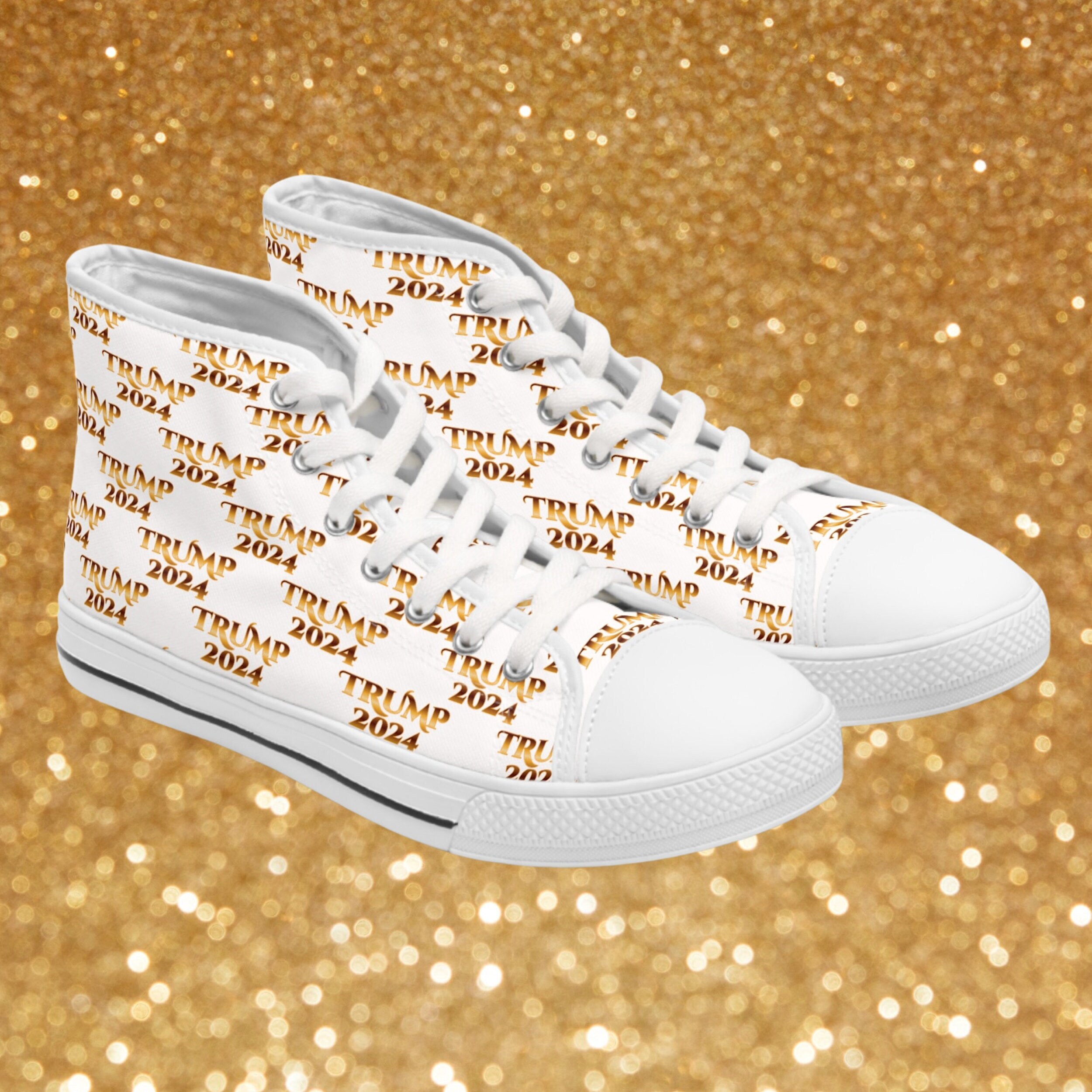 Trump 2024 High Top Sneakers for Women Gift for Trump Girl Gold Hi Top ...