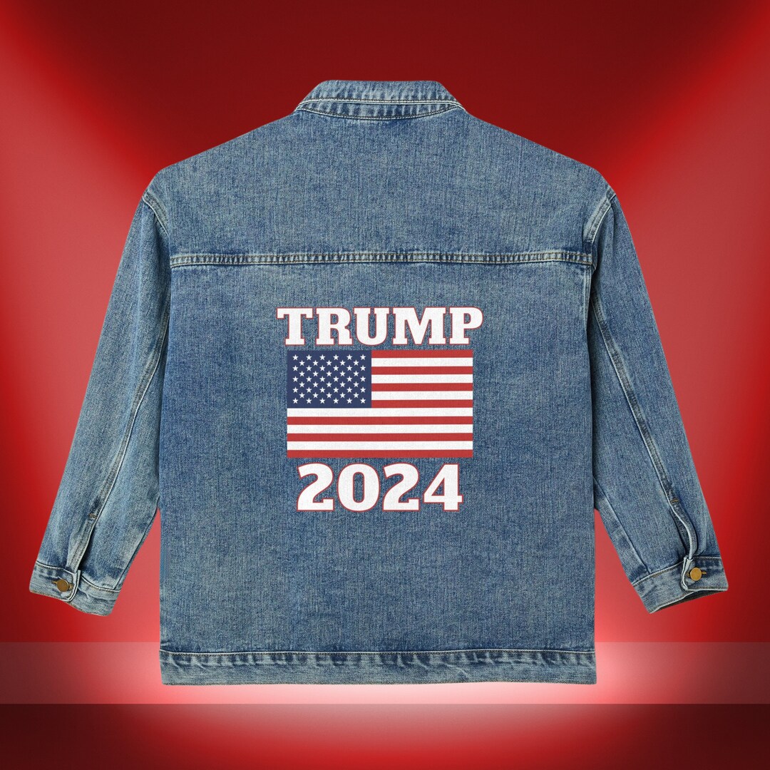 Trump 2024 American Flag Denim Jacket, MAGA Republican, Women for Trump ...