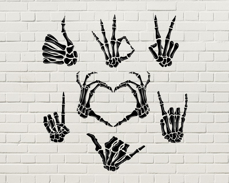 Skeleton Hands Signs SVG, Skeleton Hand Digital Download, Skeleton ...