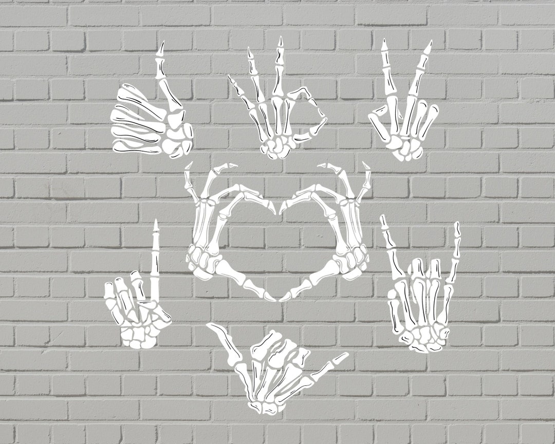 Skeleton Hands Signs SVG, Skeleton Hands Digital Download, Skeleton ...