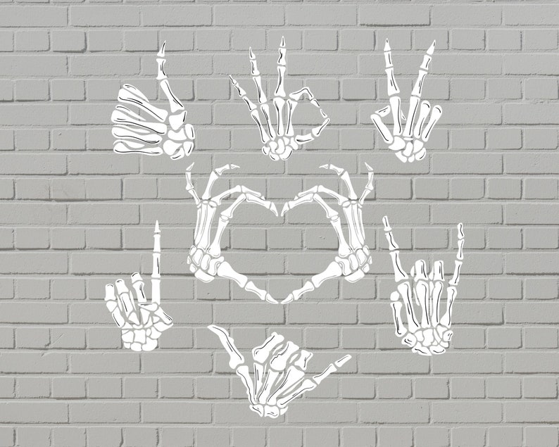 Skeleton Hands Signs SVG, Skeleton Hands Digital Download, Skeleton ...